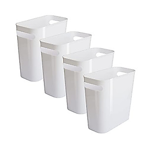 Vtopmart 4 Pack Plastic Small Trash Can, 1.5 Gallon/5.7 L Office Trash Can, White Trash Bin with Built-in Handle, Slim Waste Basket for Bathroom, Bedroom, Home Office, Living Room, Kitchen