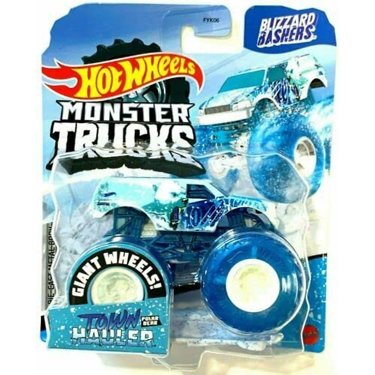 Monster Trucks Blizzard Bashers Town Hauler Polar Bear, 1:64 Scale diecast Truck