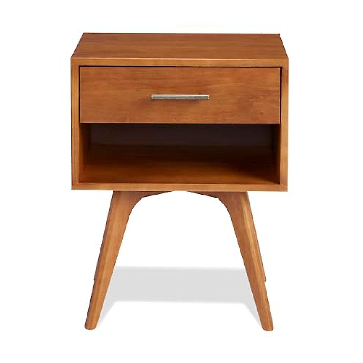 Camaflexi Mid Century Modern One Drawer Nightstand, Castanho