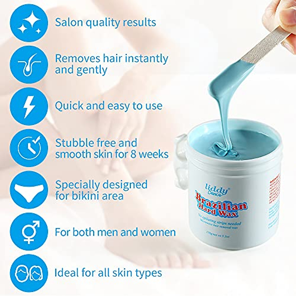 Brazilian & Bikini Wax Kit - Hard Wax for Easy Hair Removal, Suitable for Sensitive Skin, Microwave-Ready