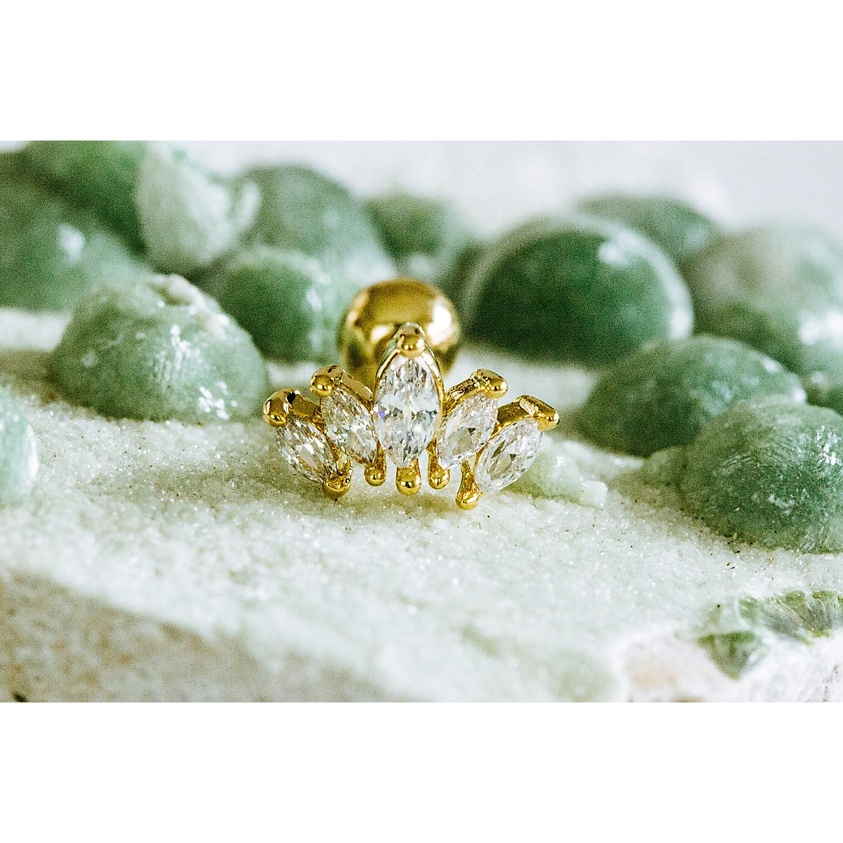 ONDAISY 14k Gold Plated Simulated Diamond Cz Heart Queen Bridal Mermaid Princess Crown Tiara Ear Studs Post Ball Earring Piercing For Women