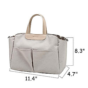 Baby Diaper Caddy Bag - Diaper Caddy Tote Baby Stroller Bag Nursery Storage Bin for Diapers, Wipes & Toys Mini Diaper Bag With Stroller Hooks (Beige)