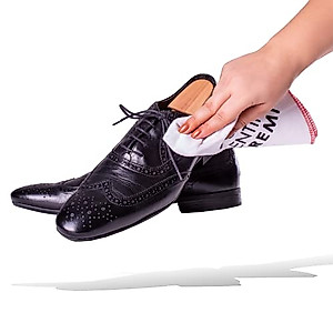 Valentino Garemi Shoe Care Brush Set - 2 Polishing Brushes, Cloth, 2 Applicators Brush - Genuine Horse Hair - Footwear Shine, Polish, Buff and Clean - Made in Germany