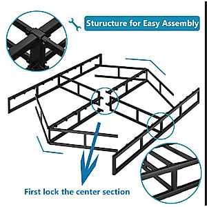 Gdduck 9 Inch Box Spring Queen,Metal Queen Size Box Only Basics Bed Base, Mattress Foundation,Black Sturdy Heavy Duty Structure with Cover,Noise Free,Easy Assembly