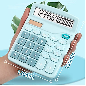 MJWDP Blue Pink 12 Digit Desk Solar Calculator Large Big Buttons Financial Business Accounting Tool for School Student Office (Color : Blue, Size