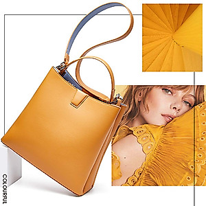 HESHE Leather Womens Handbags Tote Top Handle Bucket Bag Shoulder Bags Satchel Ladies Purses Crossbody Bag (Lilac)