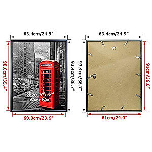 PETAFLOP 4 Pack 24x36 Frame for Pictures with Plexiglass Front, Black Poster Frames for 24 x 36 inch Wall Art