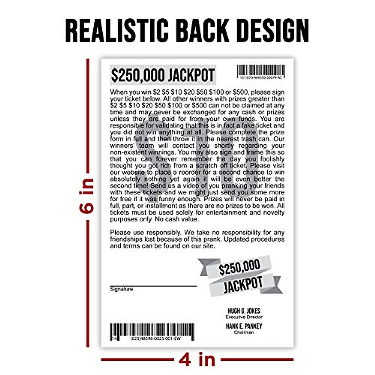 Laugh In The Box Prank Gag Fake Lottery Tickets 8 Tickets Total 4 of Each Winning Design Looks Like a Real Scratcher Joke lotto Ticket Win $5,000 or $25,000 Funny Money