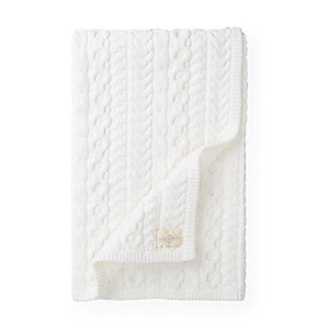 Hope & Henry Layette Ivory Cable Organic Cotton Blanket 31"x31"