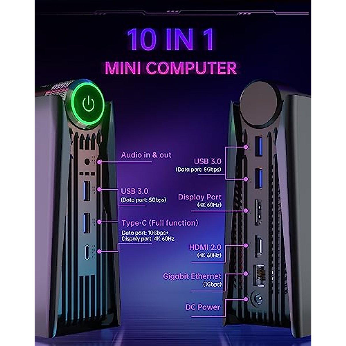 [Gaming PC] Ryzen Mini PC, AMD Ryzen 7 5800U(up to 4.4Ghz) 16GB DDR4 512GB NVME SSD Mini Desktop Computer, Windows 11 Pro Mini Computers [WiFi6/BT5.2] [4K UHD/RGB Lights/3 Adjustable Mode PC Gaming]