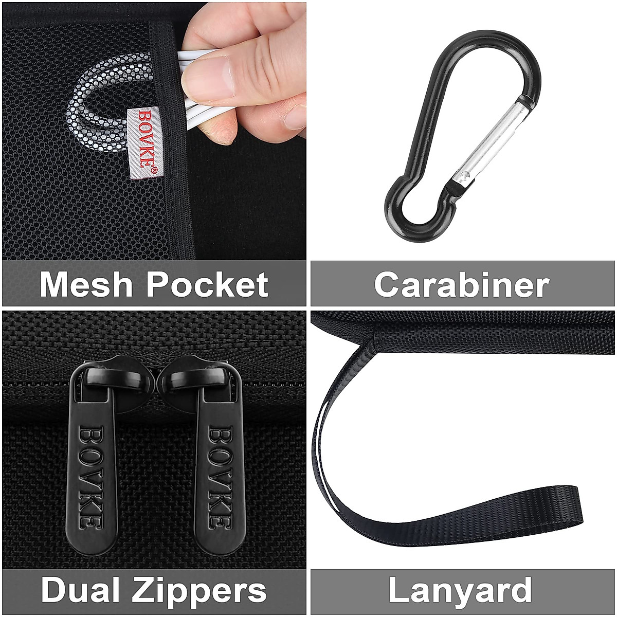 BOVKE Hard Travel Speaker Case for Bose New SoundLink Flex Speaker (2nd Gen) / Bose SoundLink Flex Bluetooth Portable Speaker, Extra Mesh Pocket for Bose Speaker Charger, Charging Cables, Black