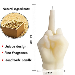 Hozodusi Middle Finger Scented Candle, Retro Funky Apartment Decor Aesthetic Pine Fragrance Soy Wax Hand Gesture Cute Candles, Trendy Cozy Unique Fun Decor for House Home Room and Bedroom