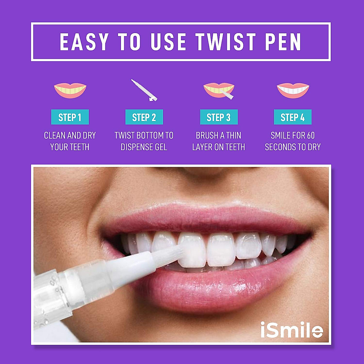 iSmile Teeth Whitening Pen - 35% Carbamide Peroxide, No Sensitivity, Travel-Friendly, Easy to Use, 2mL, 2 Pack