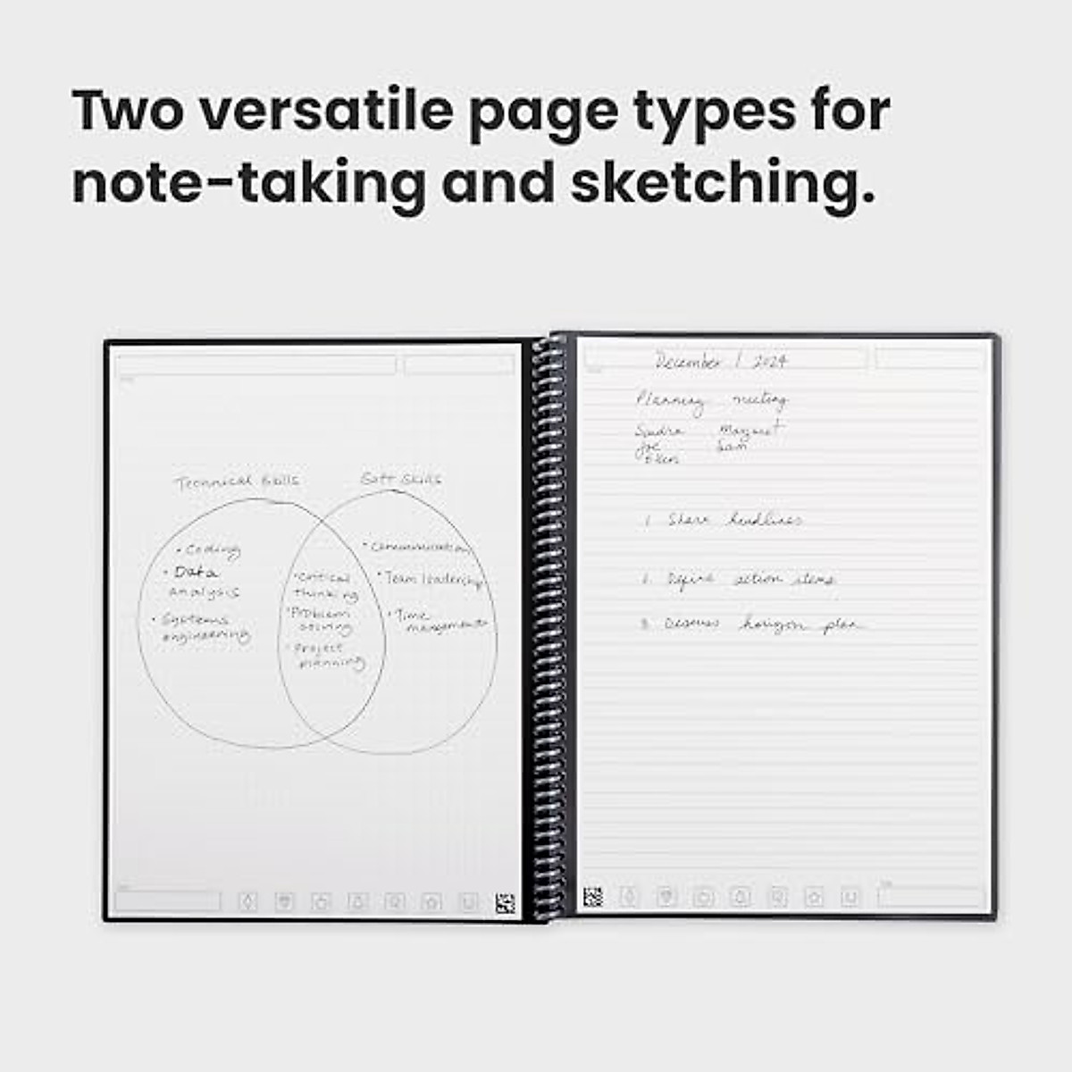 Rocketbook Fusion Reusable Undated Productivity Planner, Letter Size 8.5x11, Navy Blue - Goals, Monthly and Weekly Calendar, Daily To-do List, Lined and Dotted Notes Pages