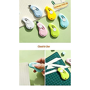 Mini Cutter Utility Knife Mini Retractable Craft Knife Letter Opener Portable Box Paper Cutter Touch Knife(3-count) (Blue+Yellow+Cyan)