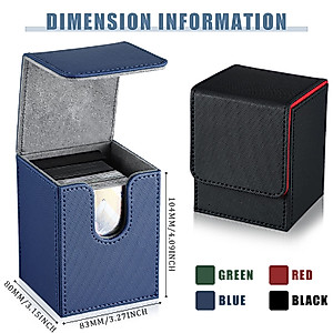 Yookeer 4 Pieces Leather Deck Card Boxes Cards Deck Game Box for Collectible Playing Card Box Compatible with MTG Commander Decks (Black and Red, Green, Blue, Red, Vertical)