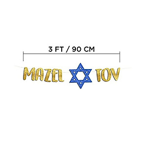 Mazel Tov Glitter Banner - Bar Mitzvah - Bat Mitzvah - Jewish Decorations - Engagement - Wedding