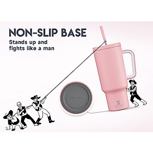 Meoky 40 oz Tumbler with Handle and Straw, Tumbler with Lid and Straw, Insulated Stainless Steel Travel Mug, 100% Leak-proof, Keeps Cold for 34 Hours or Hot for 10 Hours (Blush)