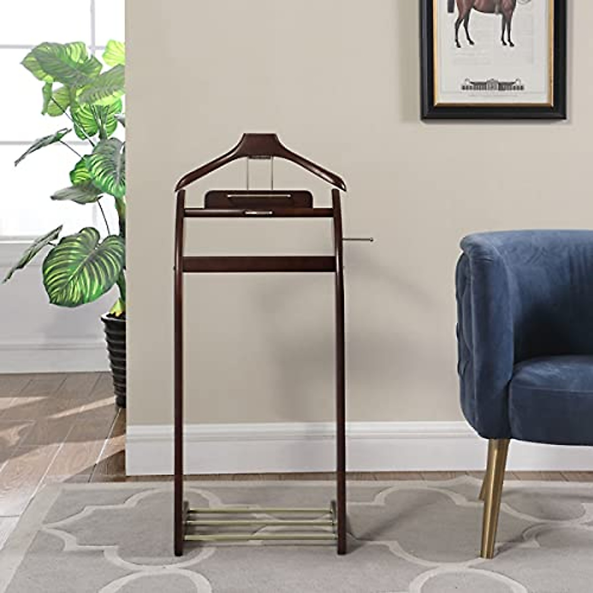 YAWEDA Clothes Valet with Shoe Rack Valet Stand with Clothes Hanger and Pants Rail Freestanding Suit Hanger for Hallway Dressing Room Etc (Size : 43.2 * 35.6 * 101.6cm)