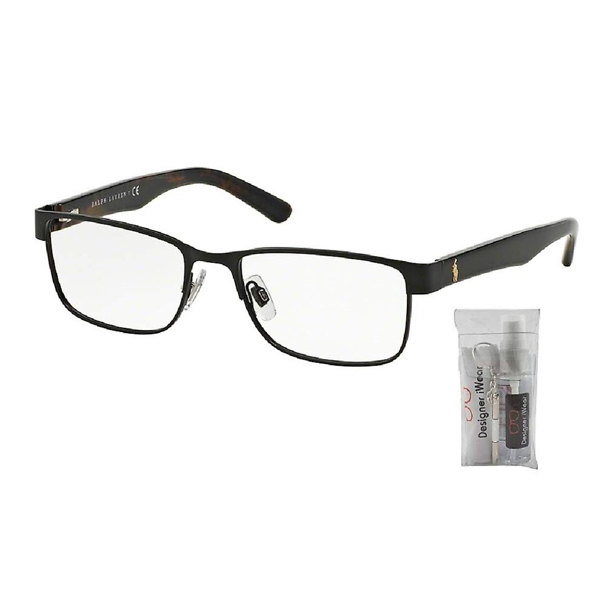 POLO RALPH LAUREN PH1157 9038 53M Matte Black Rectangular Eyeglasses For Men + BUNDLE with Designer iWear Eyewear Kit