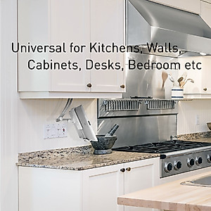 Macally 2-in-1 Kitchen Tablet Holder & Wall Mount iPad Stand / Under Cabinet Holder- Perfect for Recipe Reading on Countertop or Using on Office Desktop- Fits iPad Pro/Air Samsung Tab up to 7.5" Wide