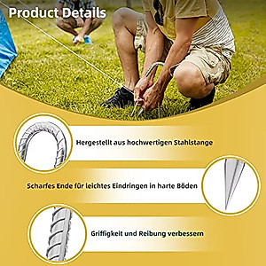 Rebar Stakes J Hook Extra Heavy Duty,【12 inch Long Enough】1/4 inch Rust Proof Coated Steel Ground Stakes Ground Anchors, Garden Stake Metal Stakes Tent Stakes Trampoline Anchors with Chisel Point End