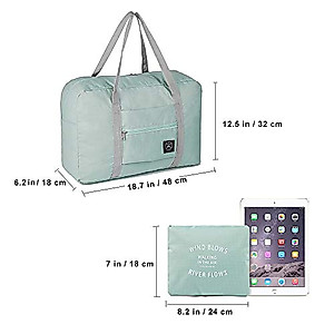 (2 Pack) Foldable Travel Duffel Bag, Waterproof Carry On Luggage Bag, Lightweight Travel Luggage Bag for Sports, Gym, Vacation (Light Blue,Dark Blue)