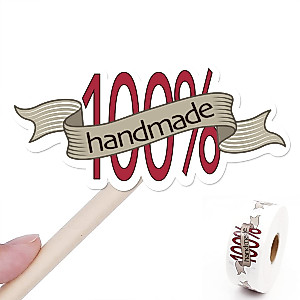 Wailozco 100% Handmade Stickers,Thank You Stickers,Handmade Stickers,Small Shop Stickers,Envelopes Stickers for Small Business, Online Retailers,Handmade Goods,500 Labels Per Roll