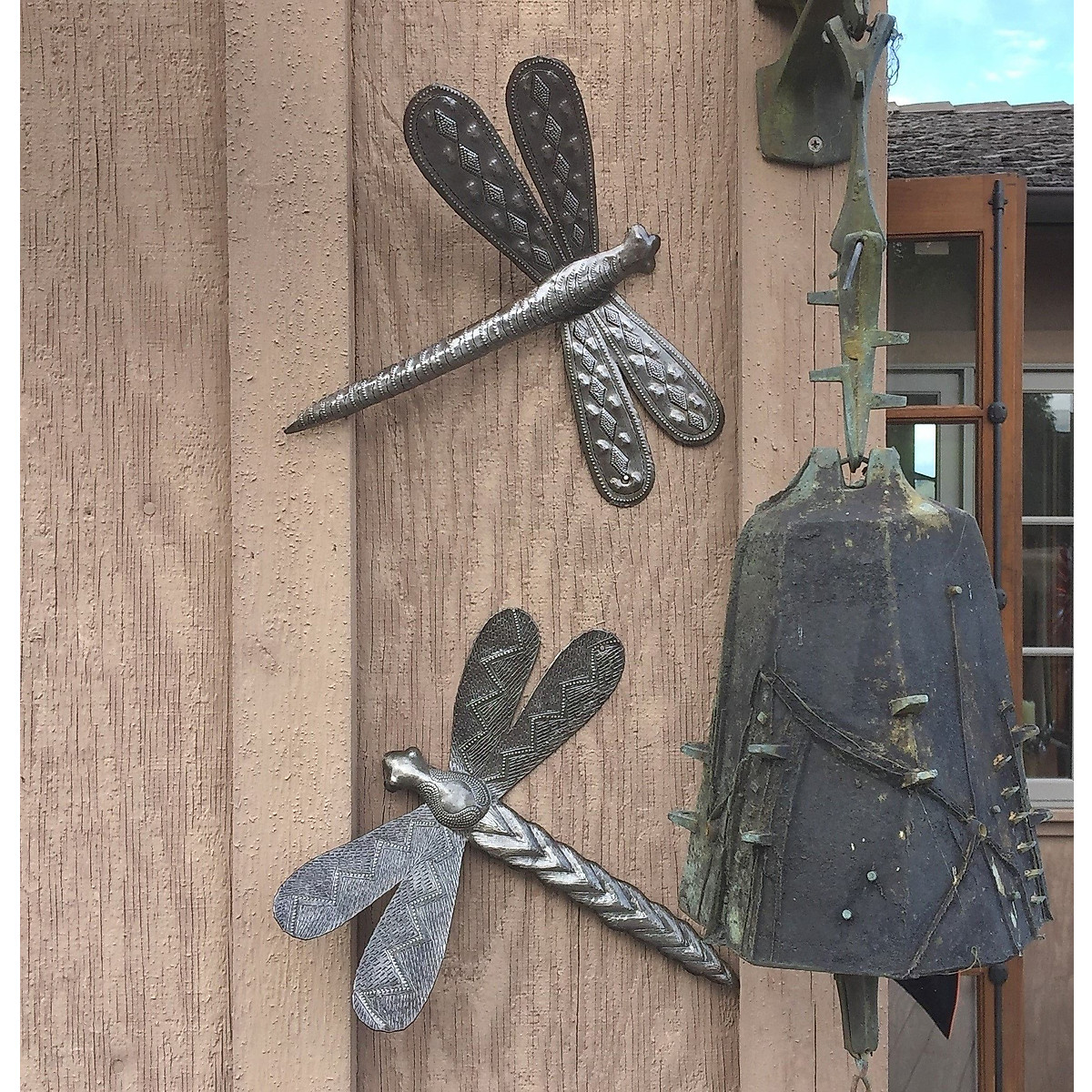 Garden Dragonflies, Set of 2, Fall Decorative Plaques for Indoor Outdoor, Small Ornamental Wall Plaques, Home Decor, Handmade in Haiti 9 x 11 Inches