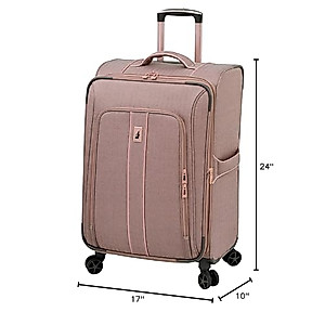 LONDON FOG Newcastle Softside Expandable Spinner Luggage, Rose Charcoal Herringbone, Checked-Medium 24-Inch