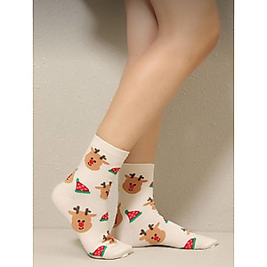 Fun Novelty Christmas Socks Xmas Holiday Casual Crew Socks For Unisex,Santa Claus Fun Socks For Women 4PACKS