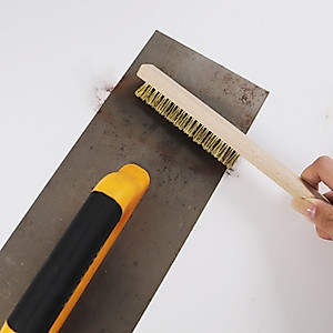 MAXMAN Brass Brush, Soft Brass Bristle Wire Brush for Cleaning Metal Rust, Welds, Home and Kitchen, Wire Scratch Brushes with 10" Beechwood Handle