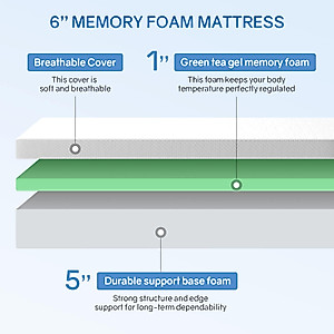 Full Size Mattress, Full Size Memory Foam Mattress with Breathable & Washable Cover, Memory Foam Mattress Full for Cooler Sleep Supportive & Pressure Relief, Full XL Mattress, Double Mattress, White