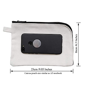 Enyuwlcm 16oz Canvas Zipper Bag Small Makeup Pouch Flat Pencil Pouch 2 Pack Black and White