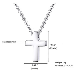 Xianli Wang Tiny Simple Cross Pendant for Children Kids Boys Girls Women Stainless Steel Small Child Kid Necklace (Silver tone-Age under 10/Thin Neck Women)