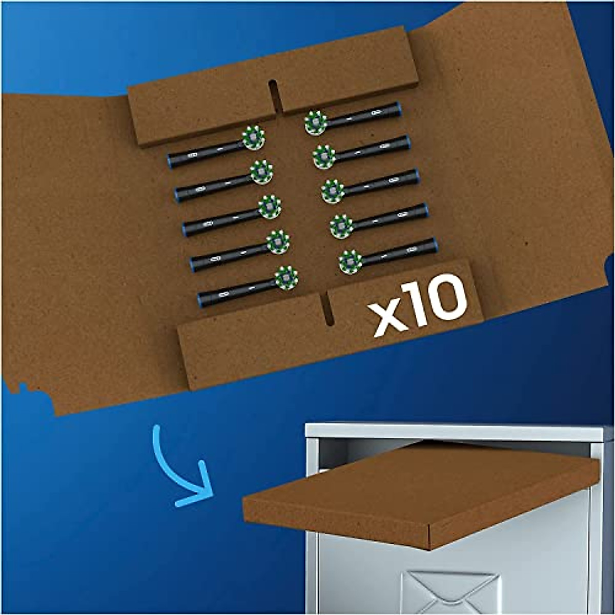 Oral-B CrossAction Toothbrush Head Black, CleanMaximiser Technology, 10 Counts, Mailbox Sized Pack, 7 g