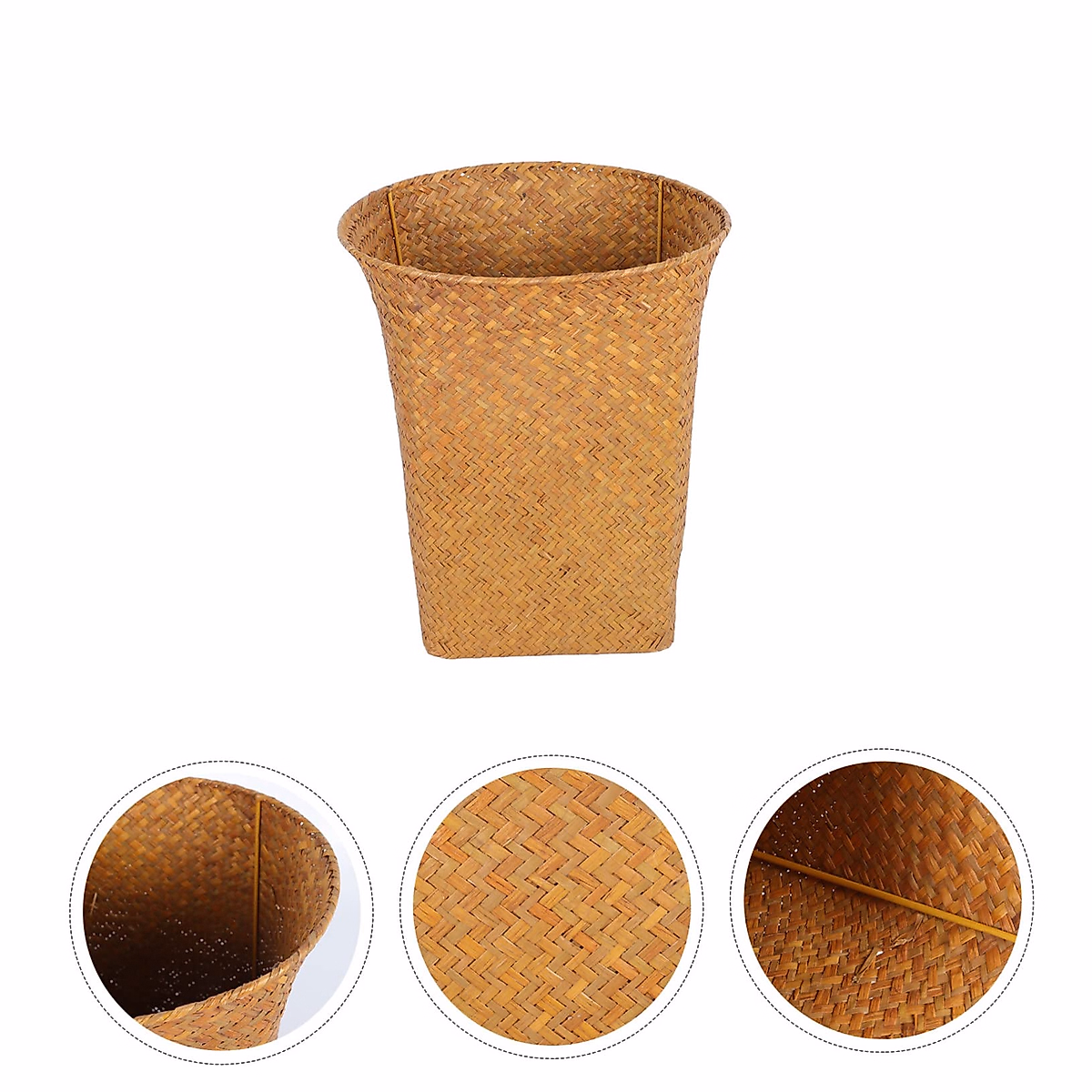Operitacx Waste Basket, Wicker Trash Can, Round Wicker Basket, Woven Wicker Garbage Can for Bedroom, Bathroom