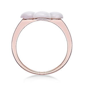 Lavari Jewelers Four Petal Flower Ring for Women - Pink Mother of Pearl & Cubic Zirconia in 925 Sterling Silver - Hypoallergenic Rose Gold Plated - Statement Anniversary Ring Size 6