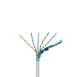 Elite Cat6A Shielded Riser (CMR), 1000ft, FTP 23AWG, Solid Bare Copper, 650MHz, 10Gb Speeds, UL Listed, UL-LP Certification, Higher Performance PoE, Bulk Ethernet Cable Reel, White