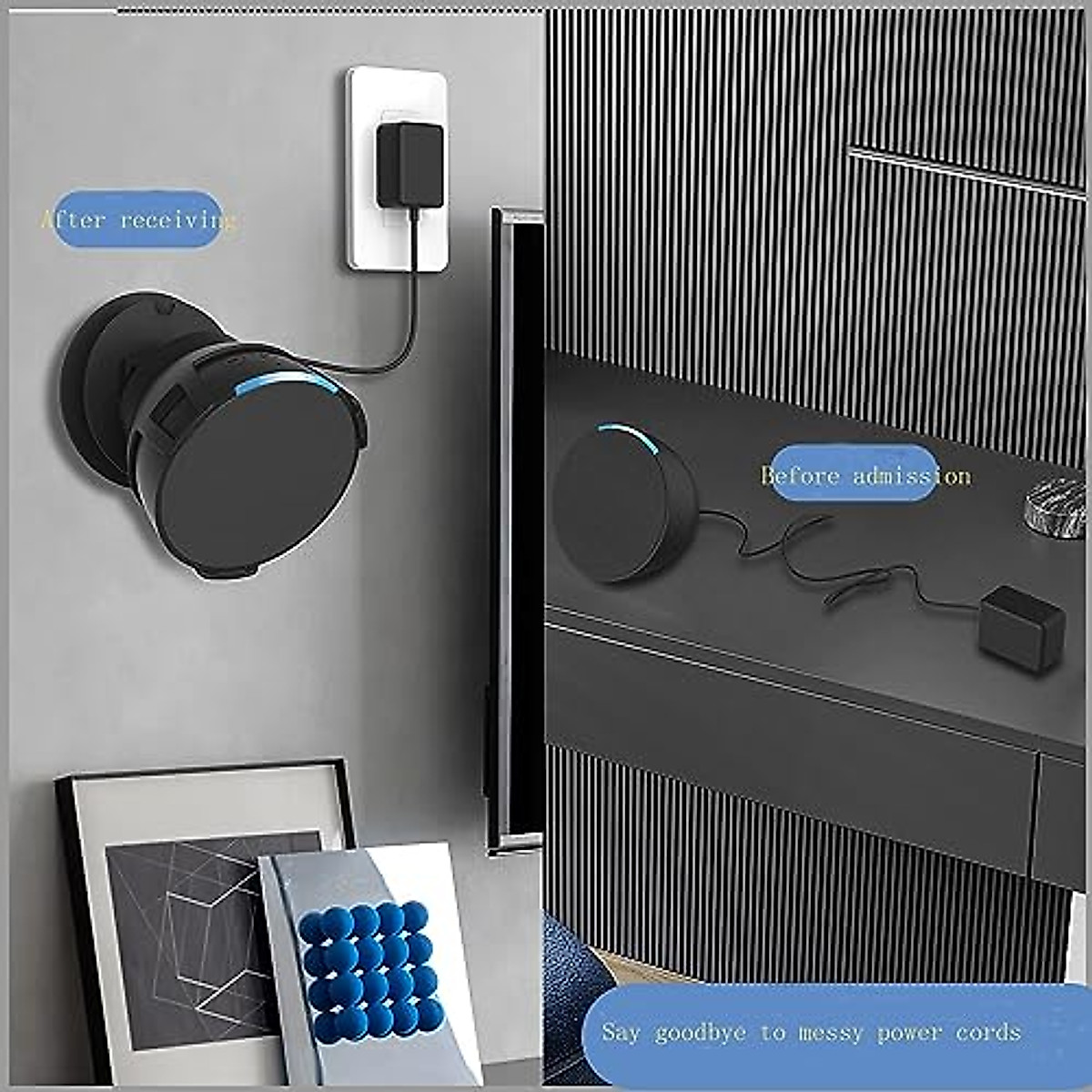 AdteMp Compatible with Echo Pop Holder,Wall-Mounted Echo Pop with Integrated Cable Management,Echo Pop Stand Mount, Speaker Accessories Rack (Black)