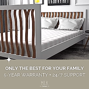 Milk Street Baby 4 in 1 Convertible Baby Crib | Converts to Toddler Bed, Daybed and Full-Size Bed, Fits Standard Full-Size Crib Mattress, 100% Solid Wood, White & Natural