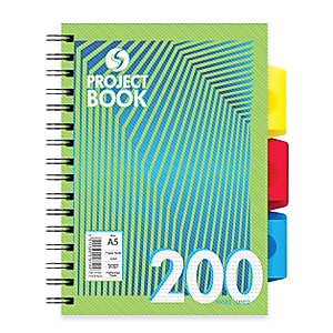 Silvine Daze 200 Page A5 Subject Books with 3 Moveable Dividers [Assorted Pack of 3]