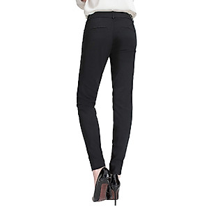 SATINATO Women's Wrinkle Free Stretch Dress Pants Work Slim Fit Trousers(0,Black)