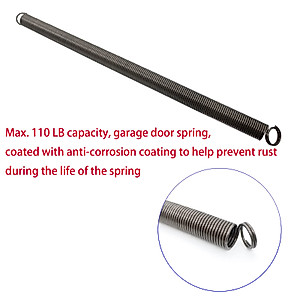 Heavy-Duty Doubled-Looped Garage Door Extension Spring 110 lb. Garage Door Spring Stretch Spring for Replacing Broken, Rusted, Worn Out Spring (2-Pack) (110lb)