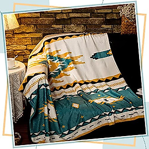 Aztec Throw Blanket Gift 60 x 50 Inches Flannel Bohemian Gift Warm Navajo Blanket Tribal Blanket Western Cover for Camping Bedding Outdoor Couch Sofa Office