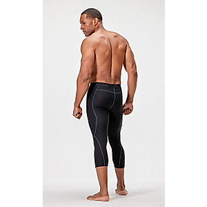 DEVOPS 2 Pack Men's 3/4 Compression Pants Athletic Leggings (X-Large, Black/Black)