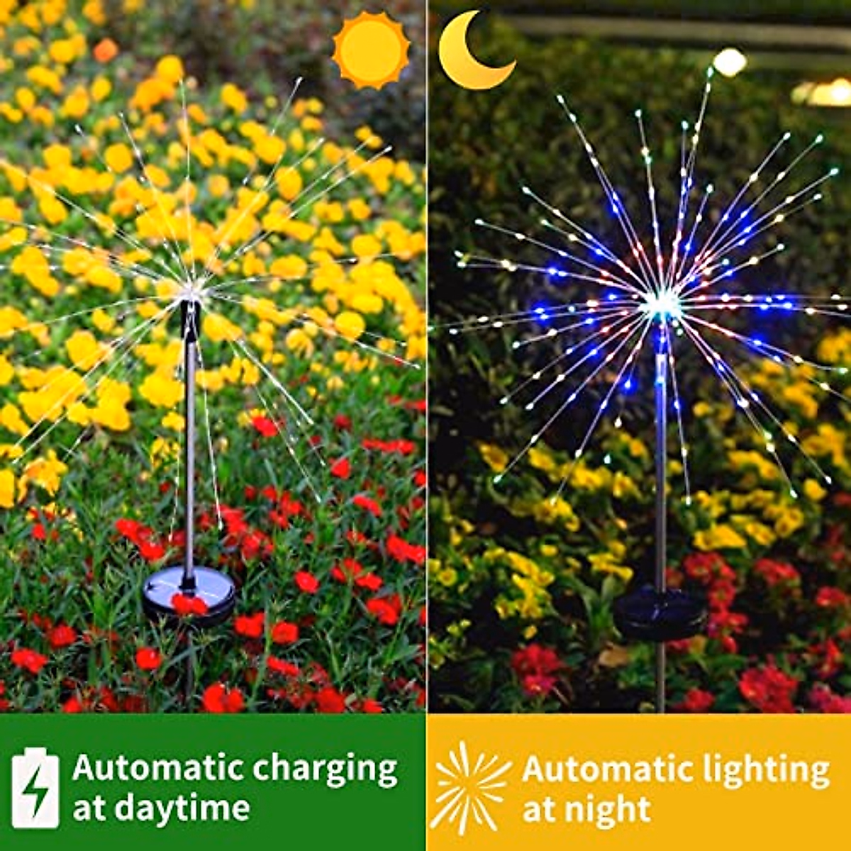 KPL Solar Outdoor Lights, Solar Firework Lights LED Sparkler Lights with 2 Modes Waterproof Solar Starburst String Lights Decorative for Yard Garden Patio Christmas Parties Wedding Decor