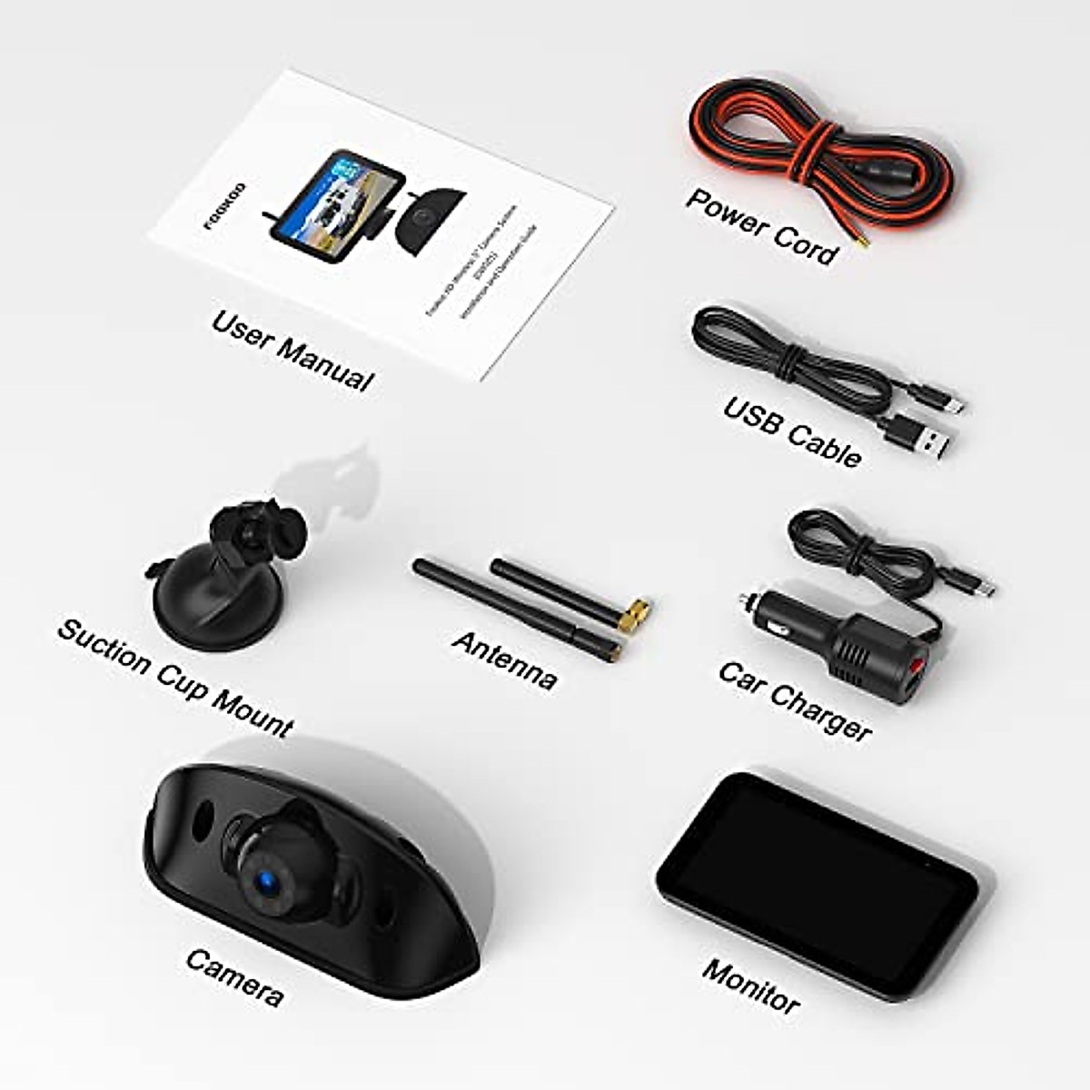 Fookoo Upgraded 1080P Wireless RV Backup Camera, 5" Full/Split Screen Recording Monitor, Rear-View Camera Adapted to Pre-Wired Mount, Digital Signal for RV Truck Trailer Camper (DW5)