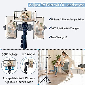 Fugetek 51" Professional Selfie Stick Tripod, 100% All Aluminum Stick & Legs, Lightweight, Detachable Bluetooth Remote, Portable All in One, Compatible with iPhone & Android, Non Skid Feet, Black