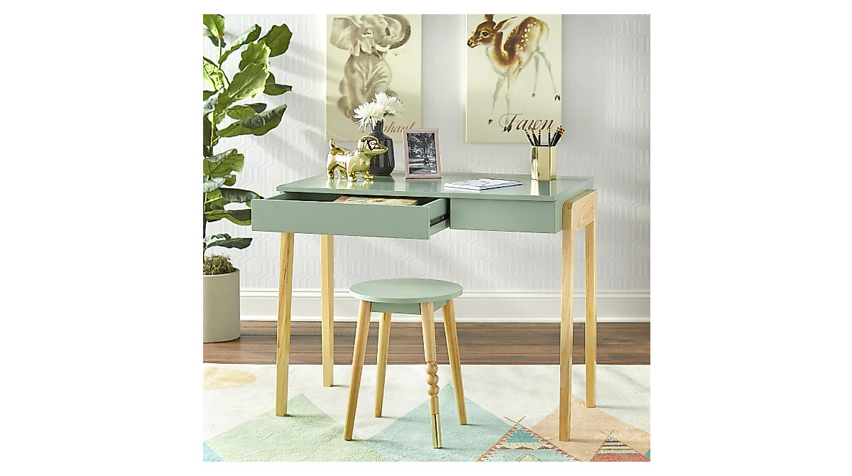 Riley Modern Mint Home Office Desk & Stool Set - TMS